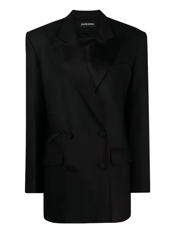David Koma Double-breasted Tuxedo Blazer - Black