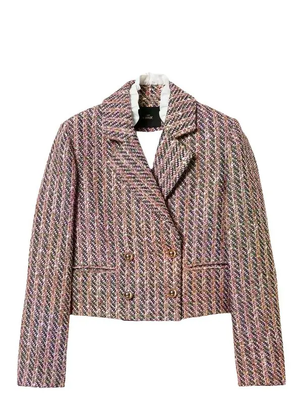 TWINSET Bouclé Lurex Blazer - Brown