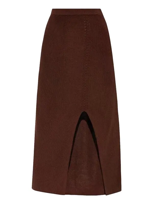 AERON Delos Knitted Maxi Skirt - Brown