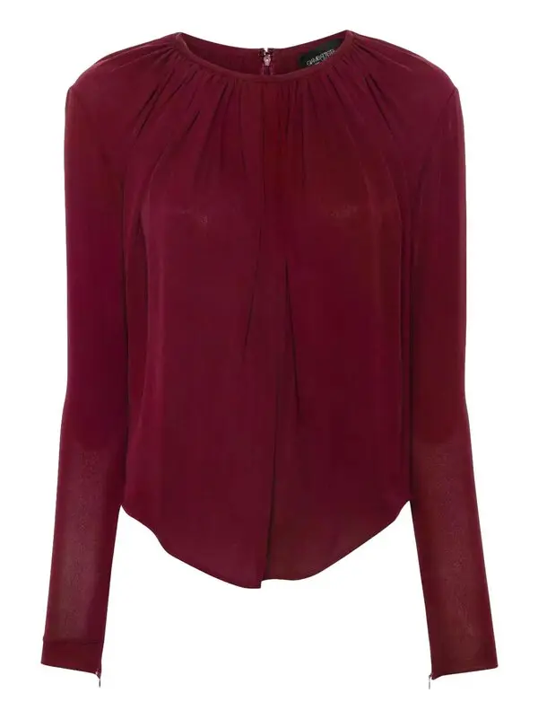 Giambattista Valli Pleat-detail Blouse - Red