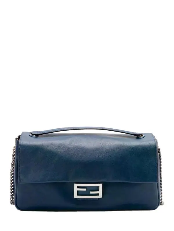 Fendi Leather Baguette Shoulder Bag - Blue