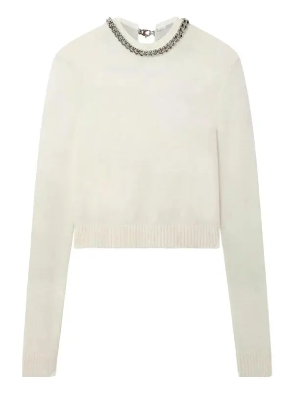 Stella McCartney Falabella-chain Fine-knit Sweater - Neutrals