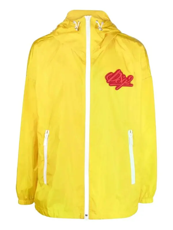 Dsquared2 Hooded Jacket With Logo Patch - Orange