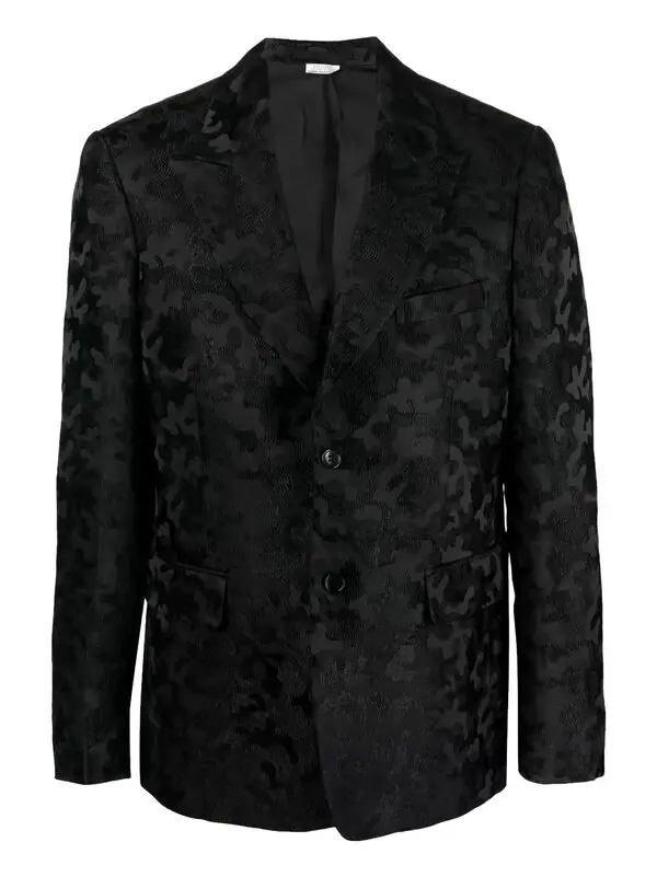 Comme Des Garçons Single-breasted Jacquard Blazer - Black