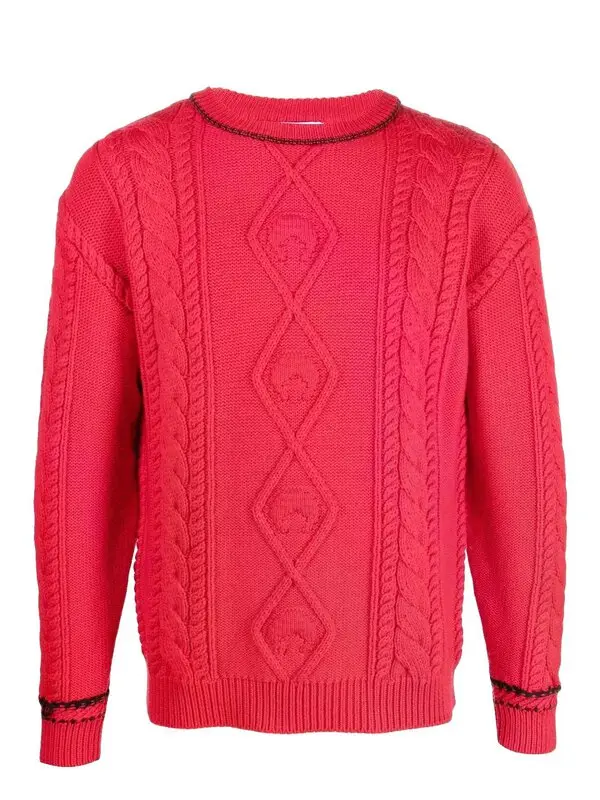 MARINE SERRE Wool Cable Knit Jumper - Red