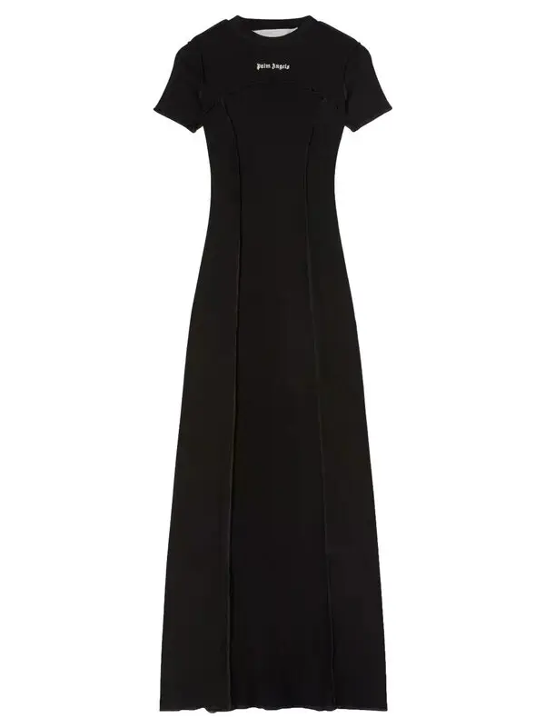 Palm Angels Logo-embroidered Knitted Maxi Dress - Black