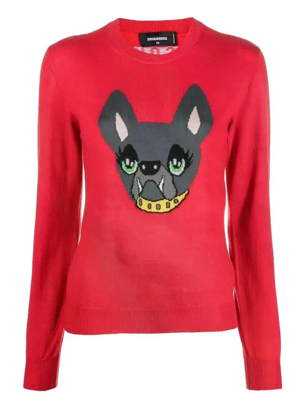 Dsquared2 Icon Dog Knitted Jumper - Red