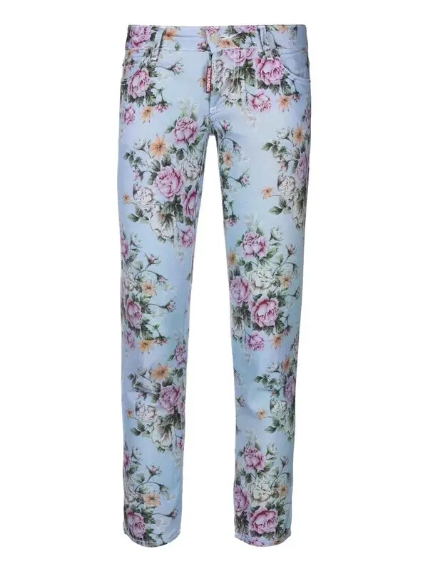 Dsquared2 Floral-print Skinny Trousers - Blue