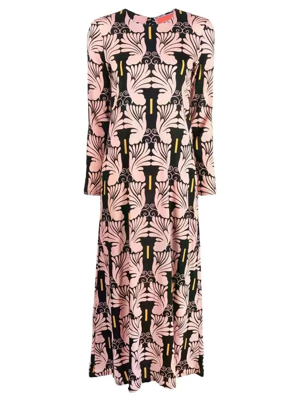 La DoubleJ Graphic-print Long-sleeved Maxi Dress - Pink