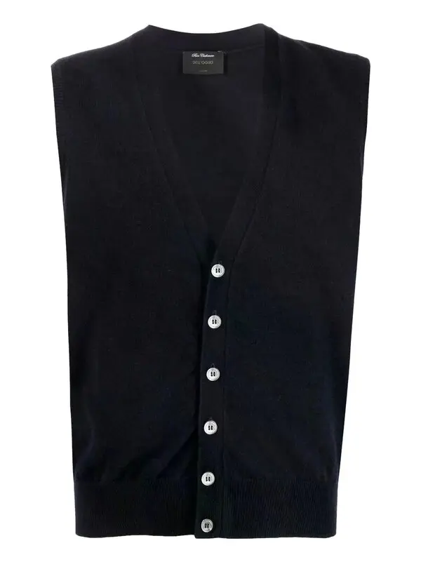 DELL'OGLIO V-neck Cashmere Vest - Blue