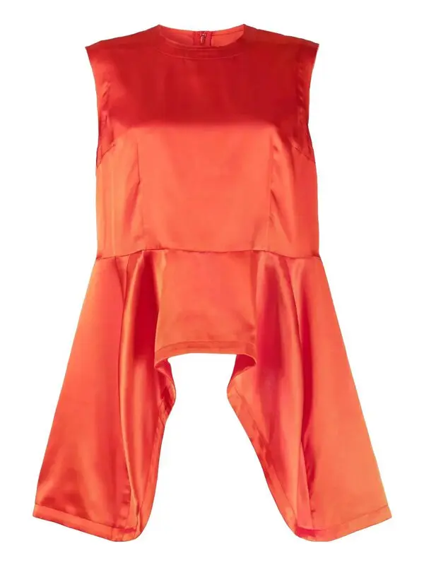 Comme Des Garçons Asymmetric-hem Satin Top - Red