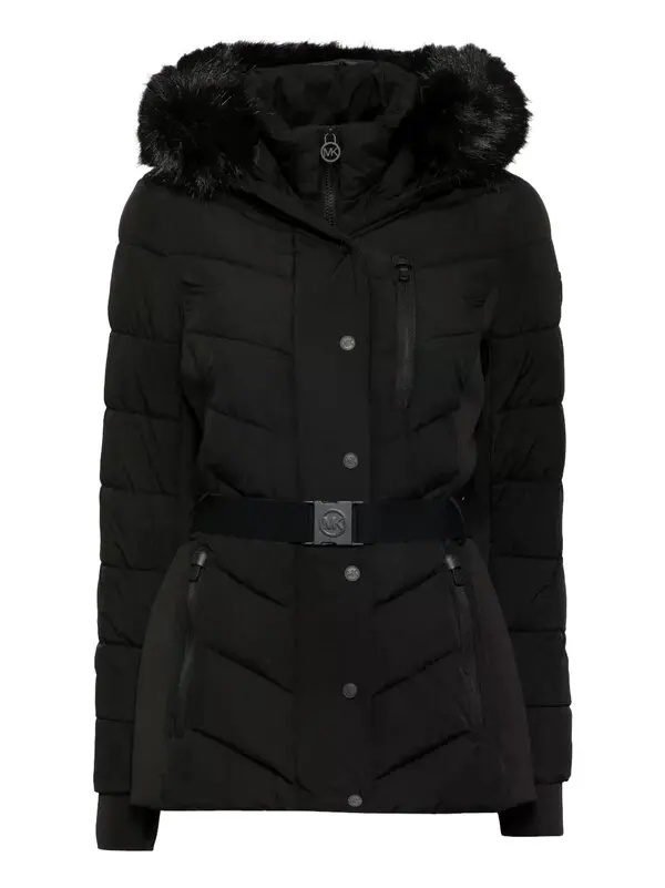 Michael Kors Faux Fur-trimmed Scuba Coat - Black