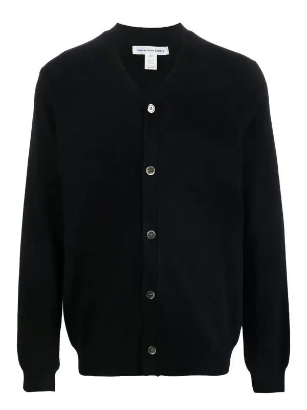 Comme Des Garçons V-neck Wool Cardigan - Black