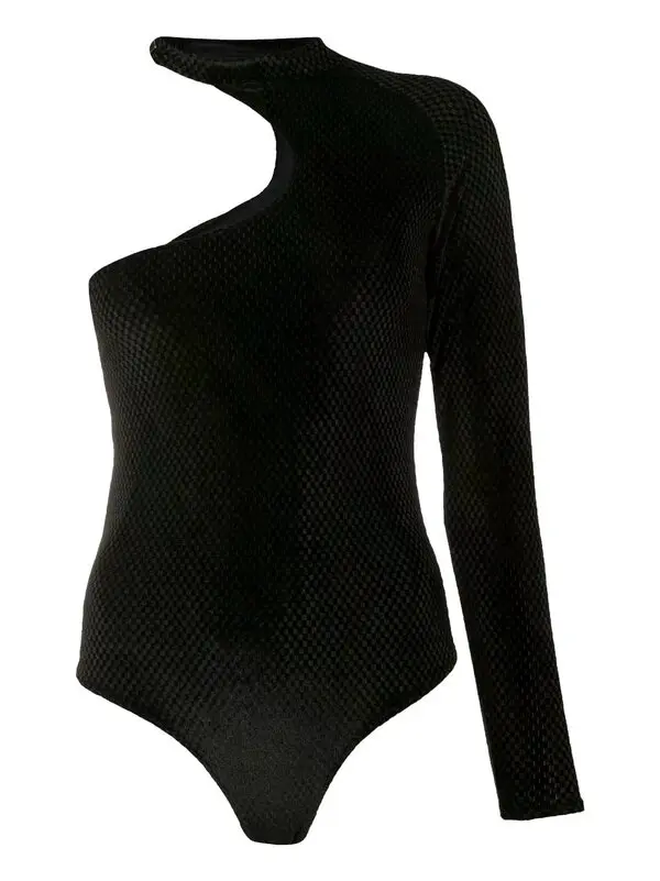 AMIR SLAMA Single-sleeve Velvet Body - Black
