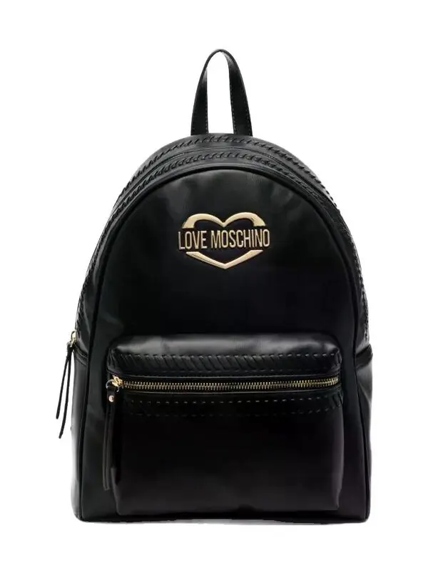 Moschino Logo-plaque Whipstitch-trim Backpack - Black