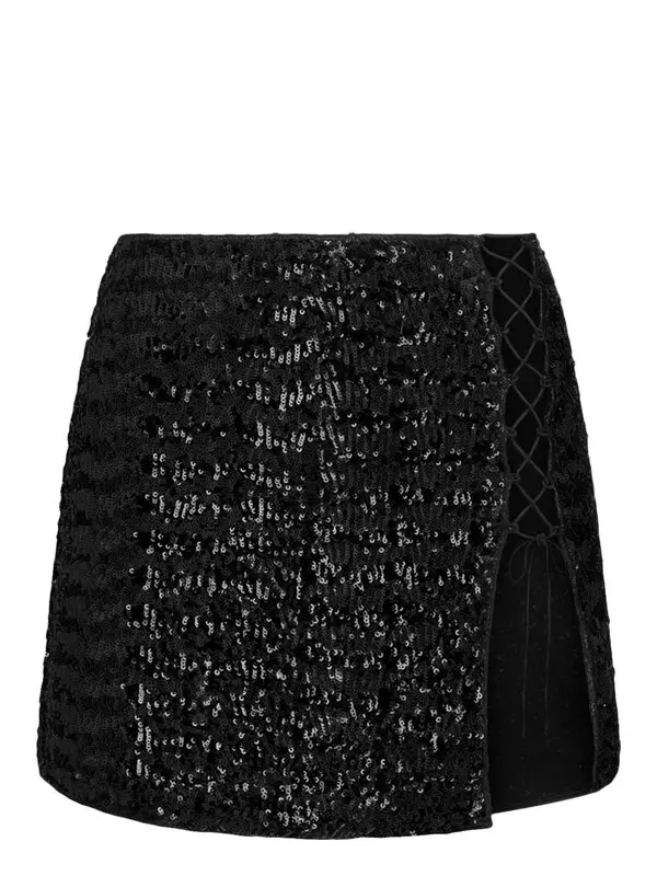 Oseree Paillette-embellished Miniskirt - Black