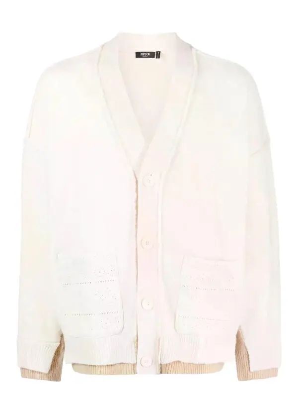 FIVE CM Embroidered-detail Knitted Cardigan - White