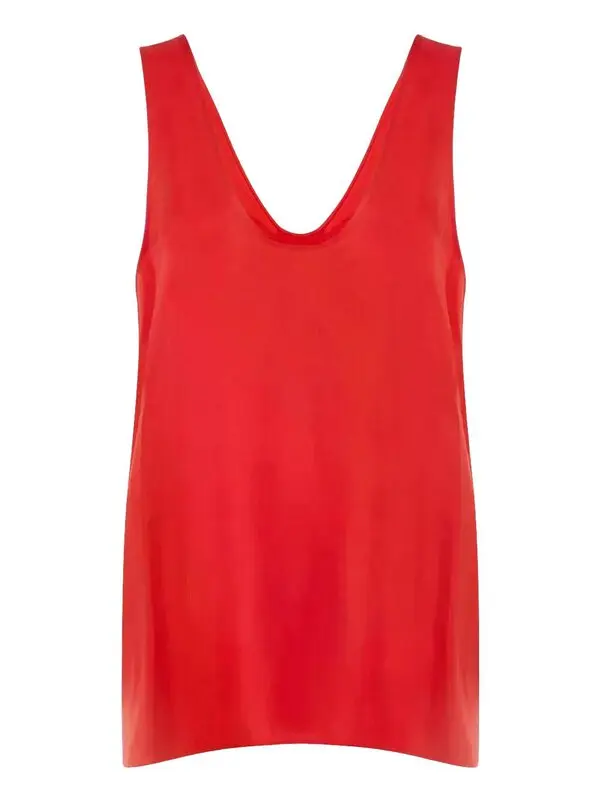 Another Tomorrow Sleeveless V-neck Top - Red