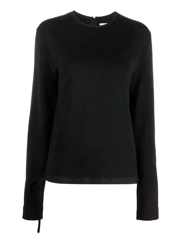 JIL SANDER Zip-up Extra-long Sleeve Sweatshirt - Black