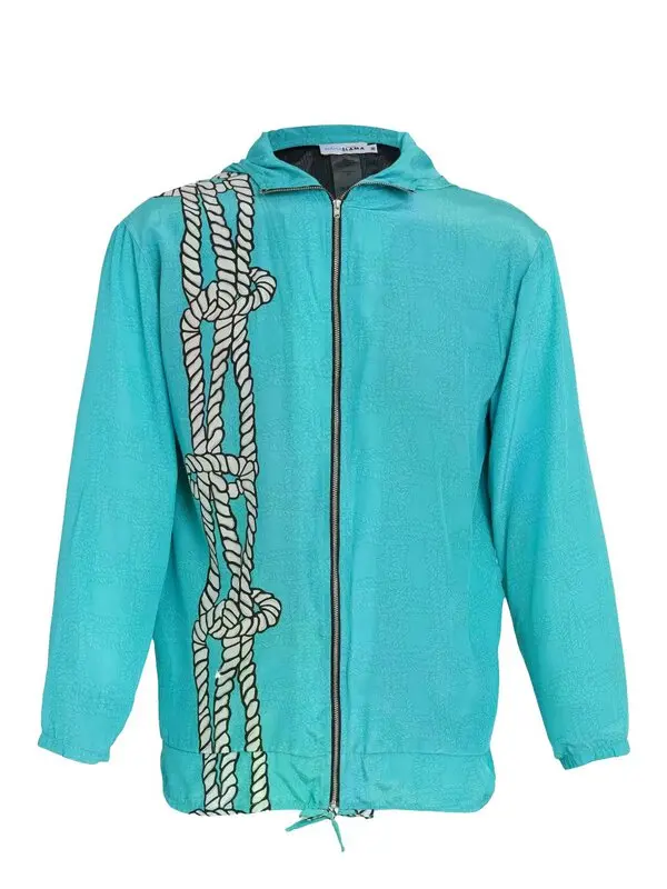AMIR SLAMA Graphic-print Zip Jacket - Blue