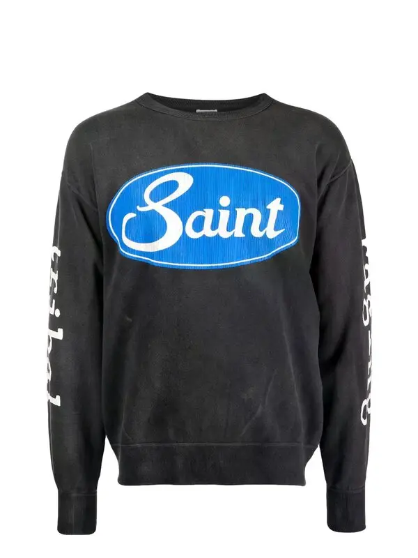 SAINT MXXXXXX Logo-print Cotton Sweatshirt - Grey