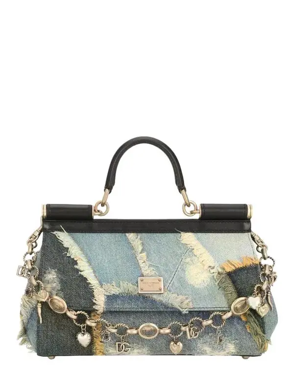 Dolce & Gabbana Medium Sicily Denim Patchwork Crossbody Bag - Blue