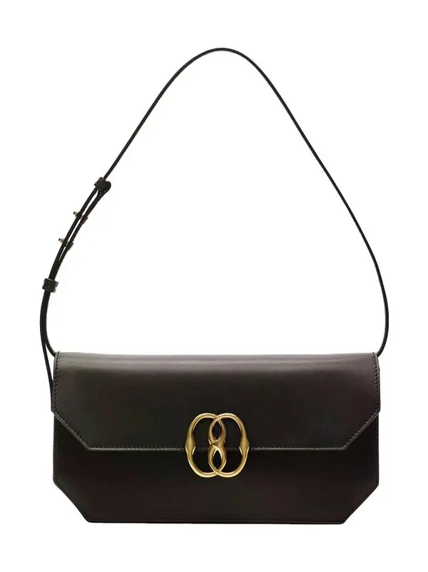 Bally Emblem Leather Shoulder Bag - Black