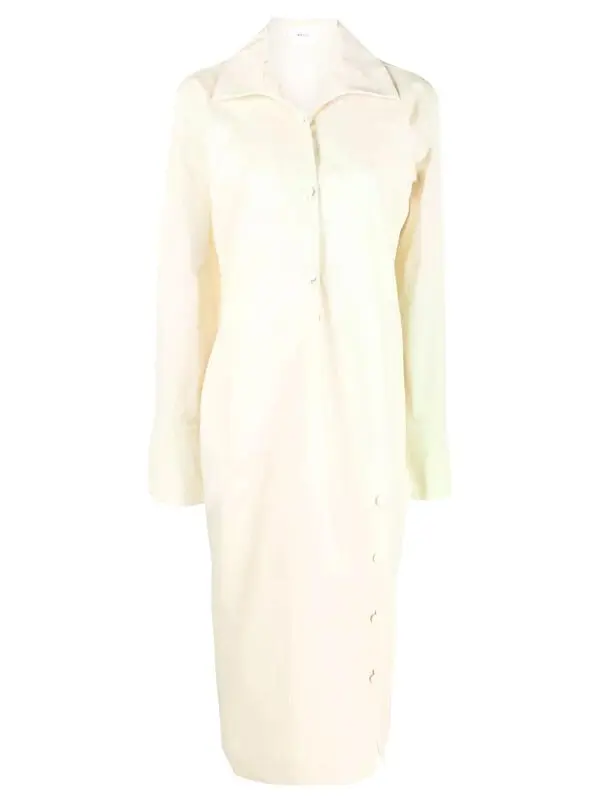 Bally Silk Button-up Long-sleeve Dress - Neutrals