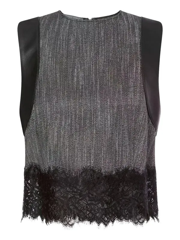 Alberta Ferretti Sleeveless Lace-detail Top - Grey