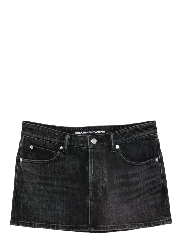 Alexander Wang Crystal-embellished Denim Mini Skirt - Black