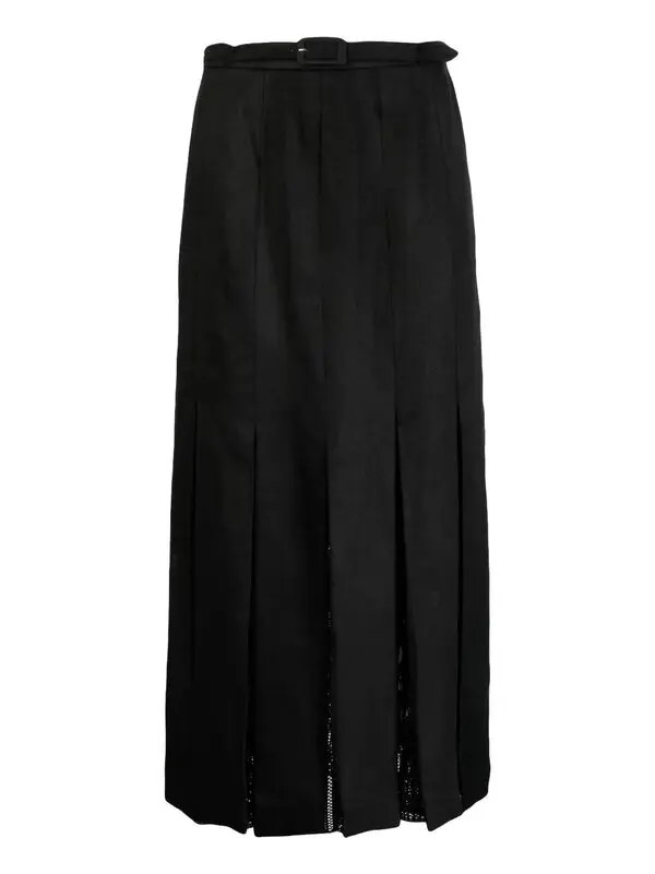 Gabriela Hearst Edith Pleated Linen Skirt - Black