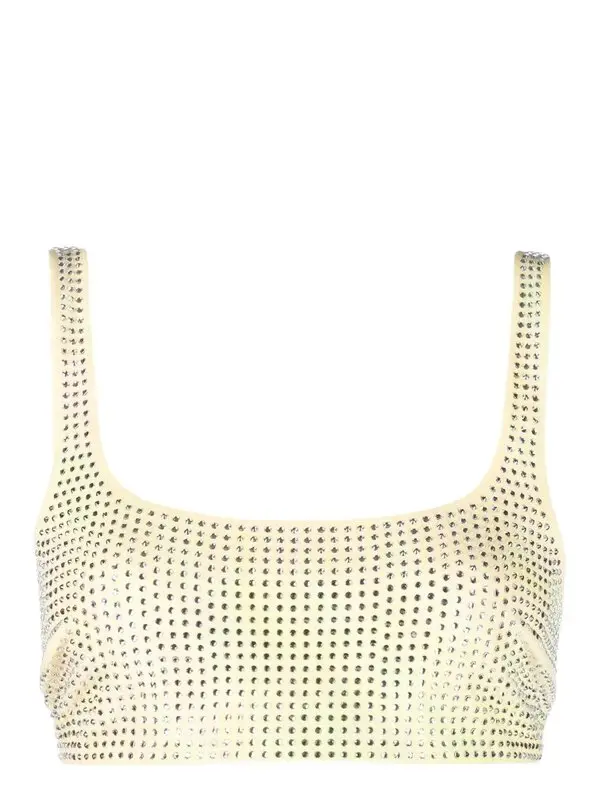 Patrizia Pepe Crystal-embellished Crop Tank Top - Yellow