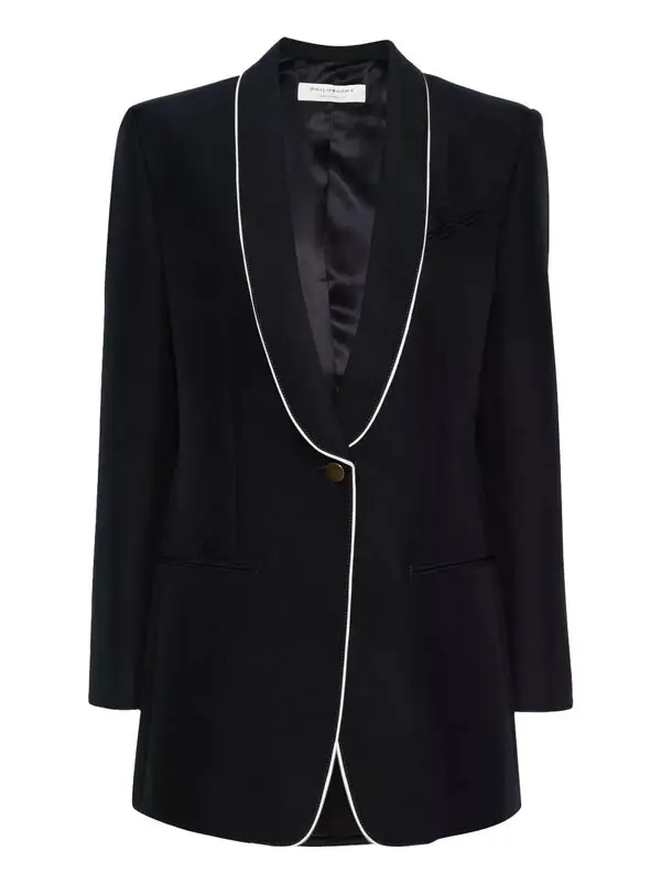 Philosophy Di Lorenzo Serafini Piped-trim Single-breasted Blazer - Blue