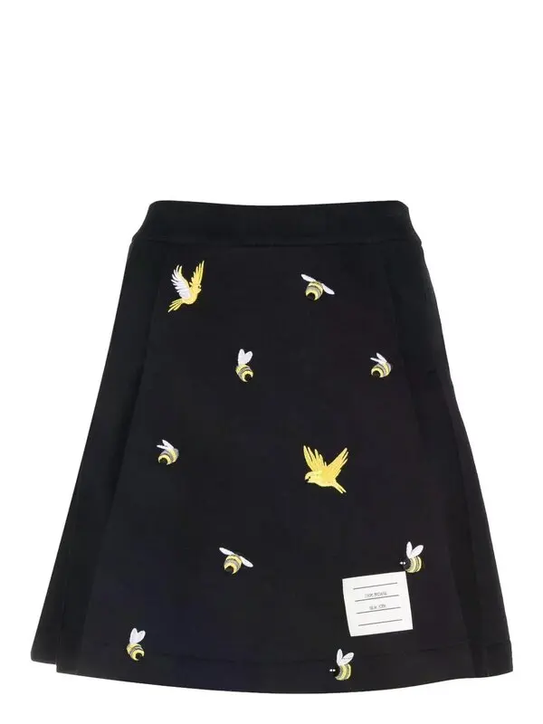 Thom Browne Embroidered A-line Skirt - Blue