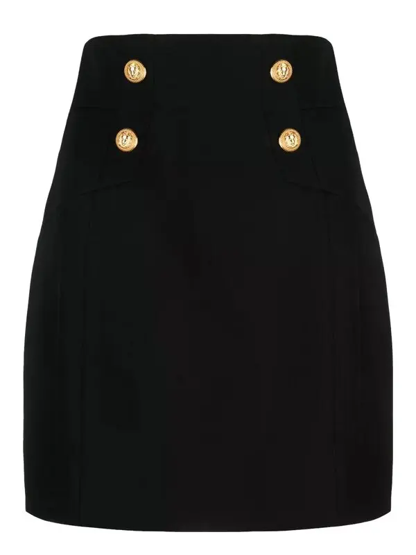 Balmain High-waisted Wool Miniskirt - Black