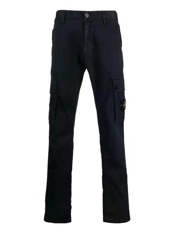 Stone Island Compass-motif Cotton Cargo Pants - Blue