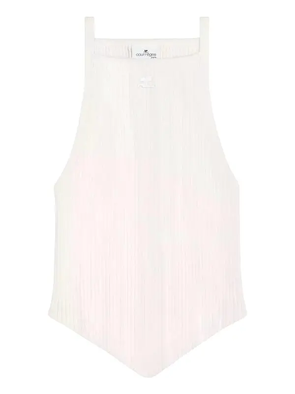 COURREGES Rib-knit Asymmetrical Top - White