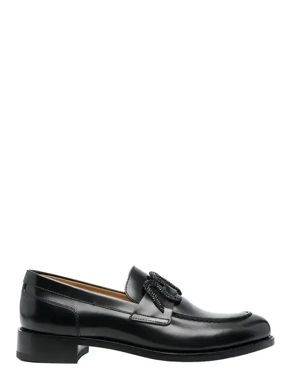 Rene Caovilla Crystal-embellished Leather Loafers - Black