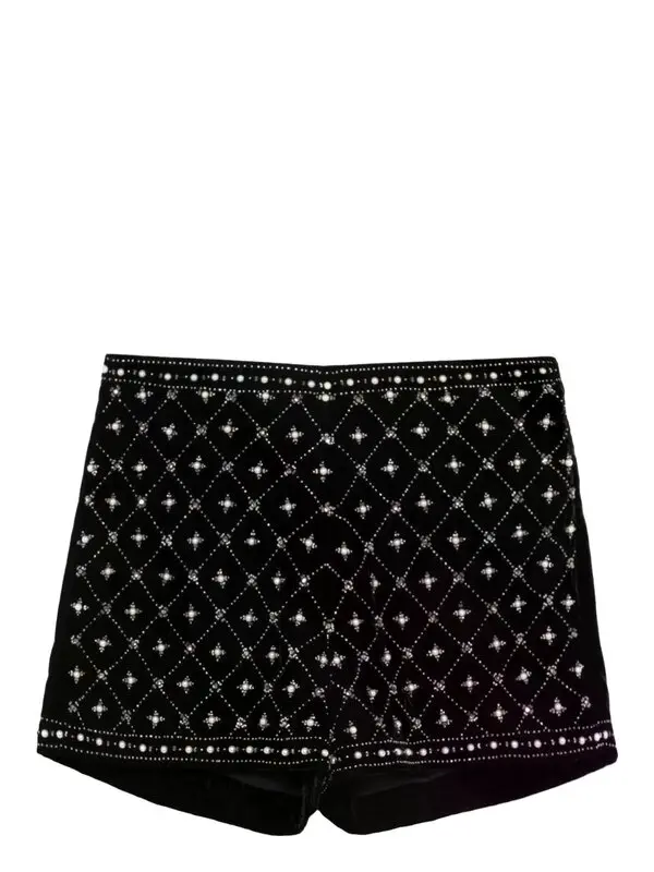 TWINSET Embellished Velvet Shorts - Black