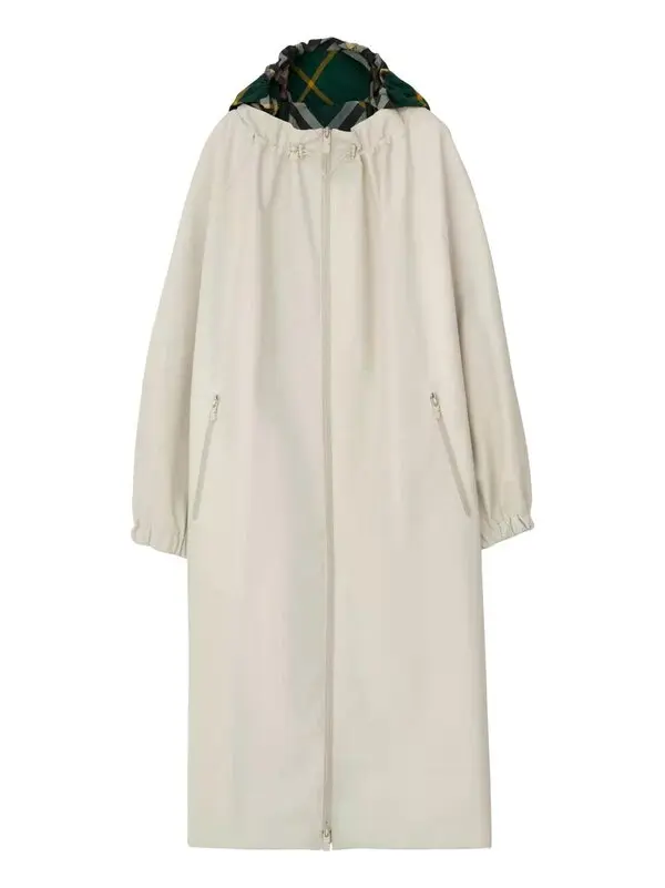 Burberry Checked-hood Gabardine Parka Coat - Neutrals