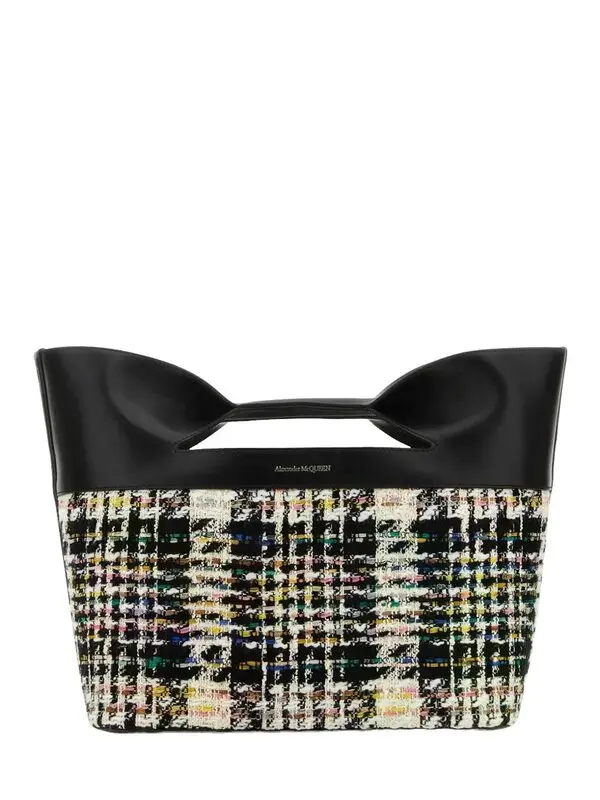 Alexander McQueen The Bow Small Tweed Tote Bag - Black