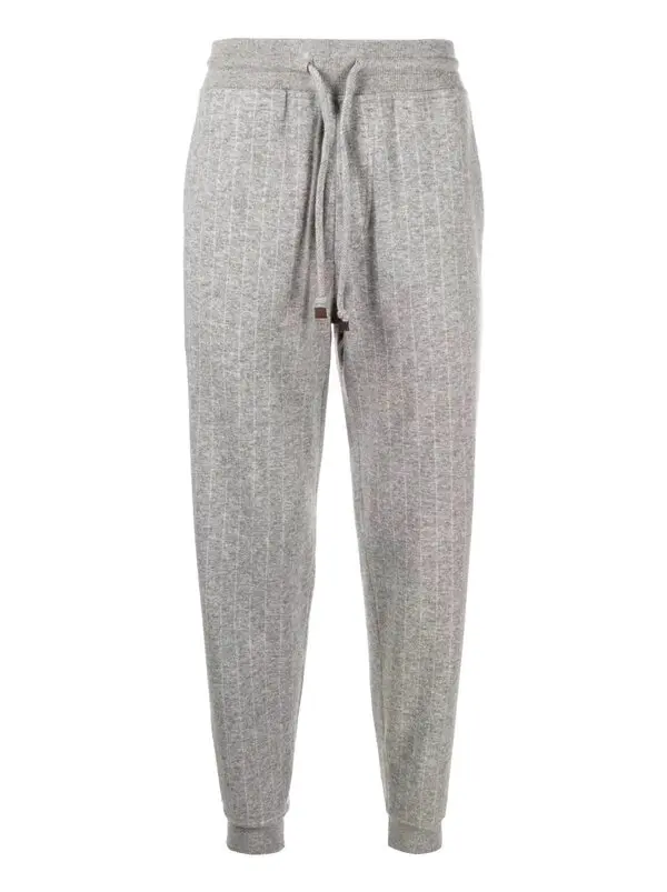 Brunello Cucinelli Striped Cashmere-blend Track Pants - Grey