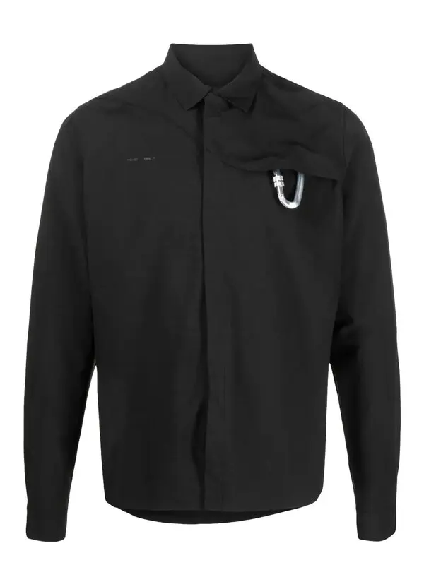 HELIOT EMIL Carabiner-detail Plain Shirt - Black