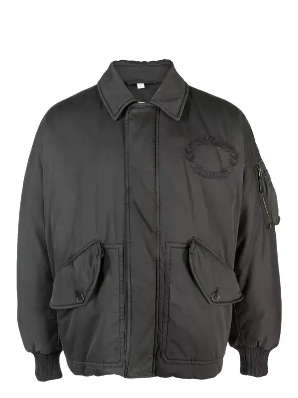 Burberry Embroidered-logo Bomber Jacket - Grey