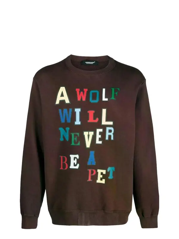 UNDERCOVERISM Slogan-print Cotton Sweatshirt - Brown