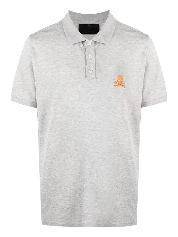 Philipp Plein Skull-print Short-sleeved Polo Shirt - Grey