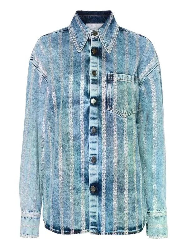 Giuseppe Di Morabito Crystal-embellished Denim Shirt - Blue