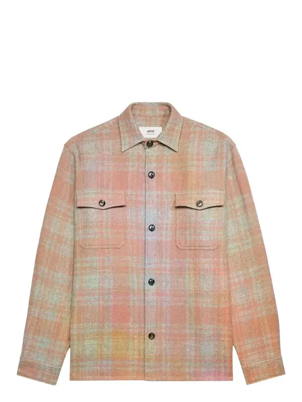 AMI Paris Maxi Checked Overshirt - Neutrals