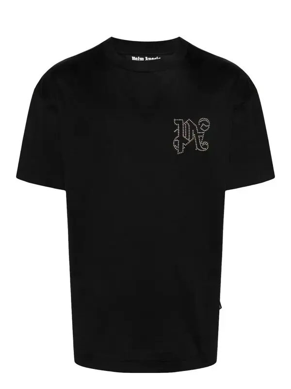 Palm Angels Monogram-appliqué Cotton T-shirt - Black