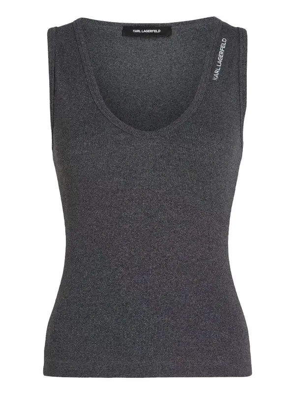 Karl Lagerfeld Ribbed V-neck Tank Top - Grey